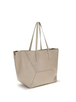 Brunello Cucinelli Leather Tote Bag - Cream