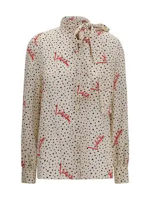 Valentino Garavani Crepe De Chine Bow-neck Shirt - Multicolor