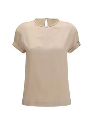 Brunello Cucinelli Silk Blouse With Monili Chain Detail - Cream