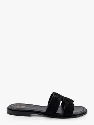 Celine Marina Suede Sandals With Triomphe Logo - Black