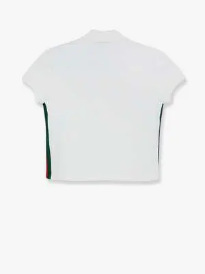 Gucci Ribbed Cotton Jersey Polo Shirt With Web Detail - White