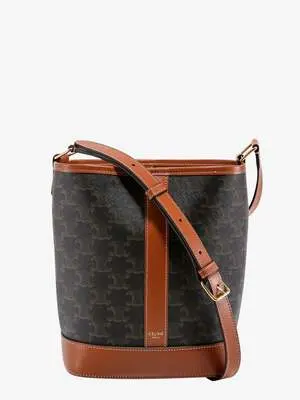 Celine Triomphe Coated Canvas Bucket Bag - Tan