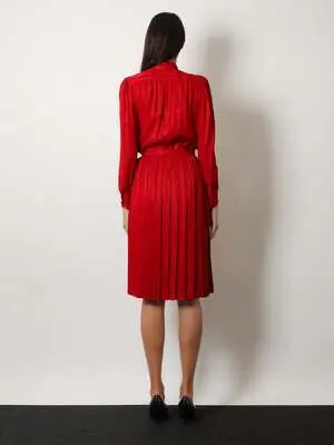 Gucci Pleated Silk Midi Skirt With Chain Motif - Multicolor