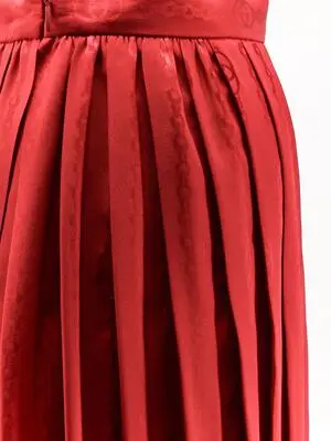 Gucci Pleated Silk Midi Skirt With Chain Motif - Multicolor