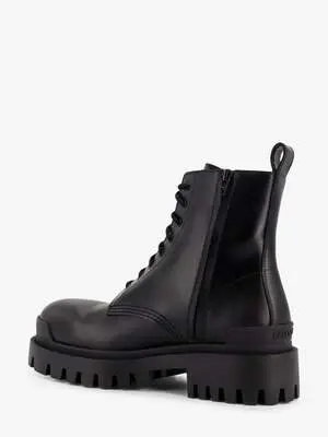 Balenciaga Leather Combat Boots With Maxi Rubber Sole - Black