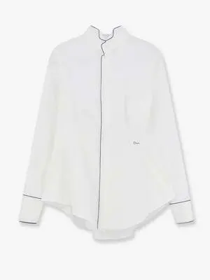 Dior Fitted Cotton Shirt With Contrasting Trim And Embroidery - Multicolor