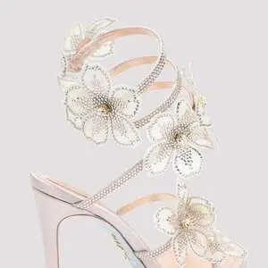 Rene Caovilla Embellished Floral High Heel Sandals