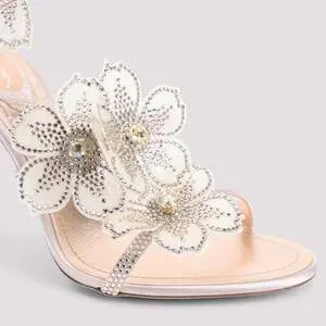 Rene Caovilla Embellished Floral High Heel Sandals