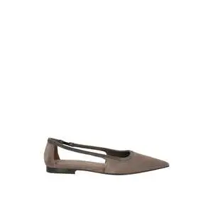 Brunello Cucinelli Suede Pointed Toe Ballet Flats - Gray