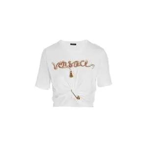 Versace Cropped T-shirt With Logo Detail