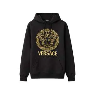 Versace Gold Medusa Logo Hoodie - Black