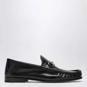 Gucci Leather Loafer With Silver Horsebit Detail - Black