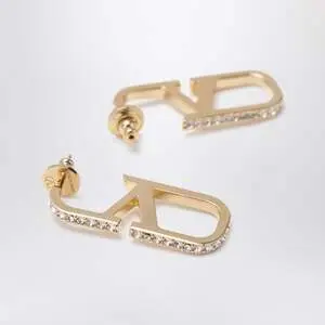 Valentino Garavani Gold-tone Vlogo Signature Earrings With Swarovski Crystals - Silver