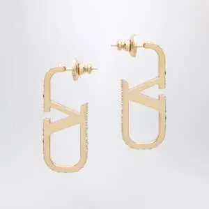 Valentino Garavani Gold-tone Vlogo Signature Earrings With Swarovski Crystals - Silver