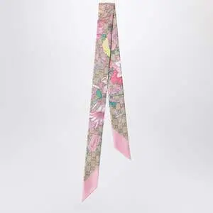Gucci Printed Silk Ribbon With Flora Motif - Pink