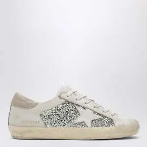 GOLDEN GOOSE White/platinum Glitter Super-star Sneakers - Silver