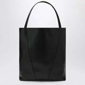 Chloé Black Grained Calfskin Leather Large Tote Bag With Logo Medallions - Blue