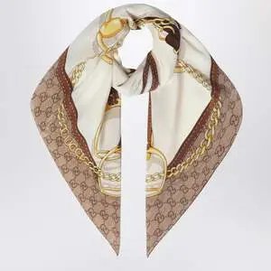 Gucci Printed Silk Crãªpe Carre In /grey - Multicolor
