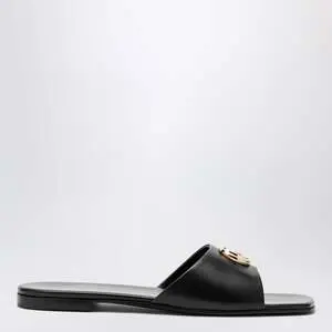Gucci Nappa Leather Double G Slides - Black