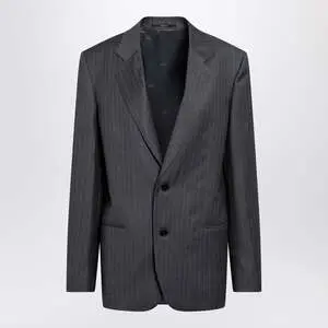 Gucci Single Breasted Pinstripe Wool Jacket - Gray