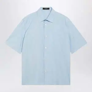 Gucci Gg Cotton Poplin Short-sleeve Shirt In Light - Blue