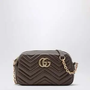 Gucci Small GG Marmont Camera Bag In Nappa Leather Brown
