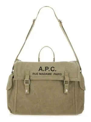 A.p.c. Canvas Shoulder Bag With Logo - Brown