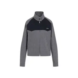 Miu Miu Gingham Check Blouson Jacket With Contrasting Yoke - Gray