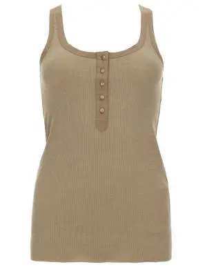 Isabel Marant Étoile Helma Ribbed Henley Tank - Brown