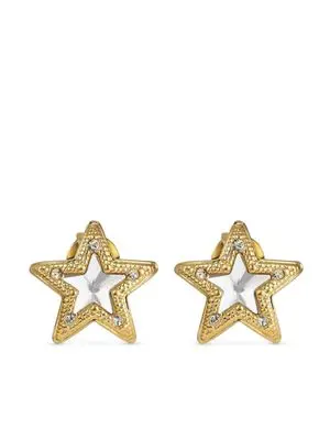JIMMY CHOO Gold-finish Metal Stud Earrings With Swarovski Crystals - Silver