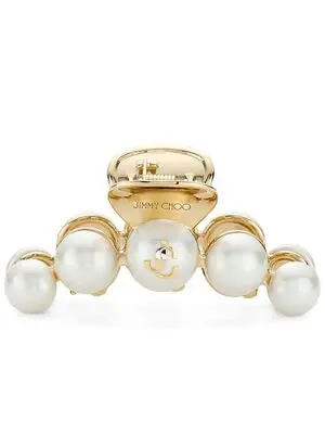 JIMMY CHOO Gold-finish Pearl Claw Clip - Silver