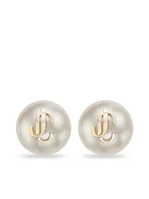 JIMMY CHOO Gold-finish Metal Jc Pearl Stud Earrings - Silver