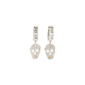Alexander McQueen Pavé Skull Hoop Earrings - Silver