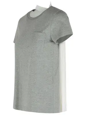 Sacai Cotton T-shirt With Pleated Back Insert