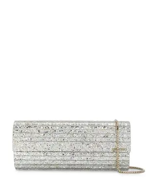 JIMMY CHOO Sweetie Coarse Glitter Acrylic Clutch Bag - Silver