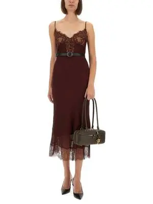 SELF-PORTRAIT Midi Dress With Lace Inserts