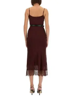 SELF-PORTRAIT Midi Dress With Lace Inserts