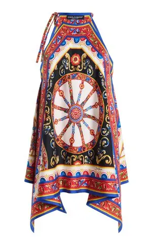 Dolce & Gabbana Printed Silk Tiered Ruffle Top - Print
