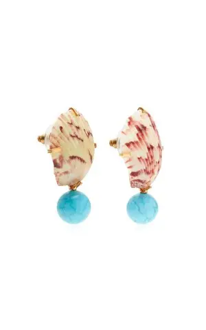 JENNIFER BEHR Kori Gold-plated Brass Turquoise And Seashell Earrings