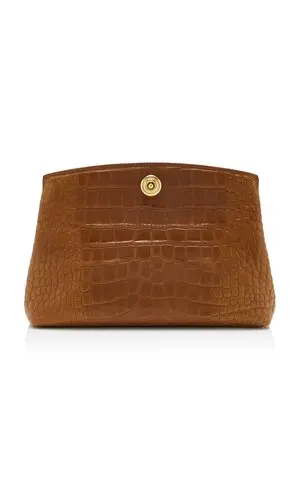 LIFFNER Pushlock Croc-effect Leather Pouch - Brown