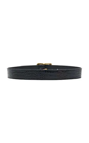 Saint Laurent Crocodile-embossed Leather Belt