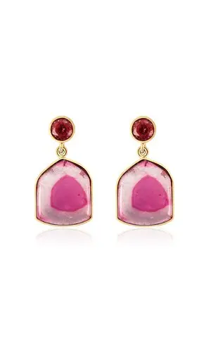 Jia Jia Tourmaline Slice Earrings - Pink