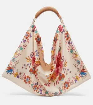 Farm Rio Scarf Medium Floral Satin Tote Bag - Multicoloured