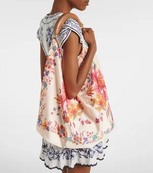 Farm Rio Scarf Medium Floral Satin Tote Bag