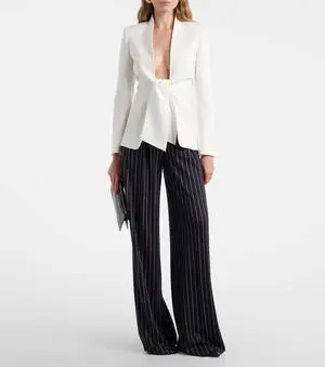 Max Mara Pinstriped Pleated Wide-leg Wool Pants - Blue