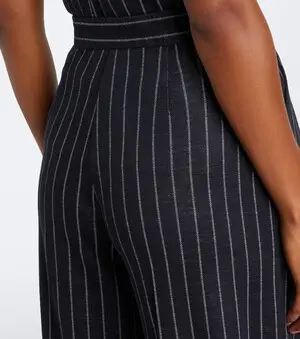 Max Mara Pinstriped Pleated Wide-leg Wool Pants - Blue