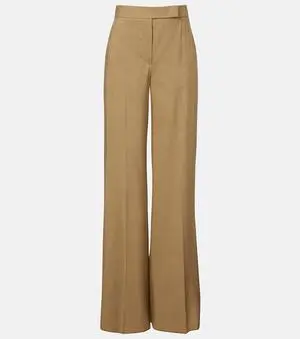 Max Mara Linen And Silk Twill Wide-leg Pants - Beige