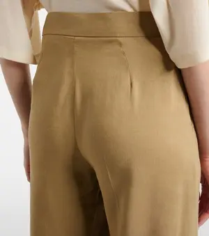 Max Mara Linen And Silk Twill Wide-leg Pants - Beige