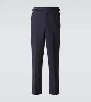 Dunhill Wool Straight Leg Tailored Trousers - Blue