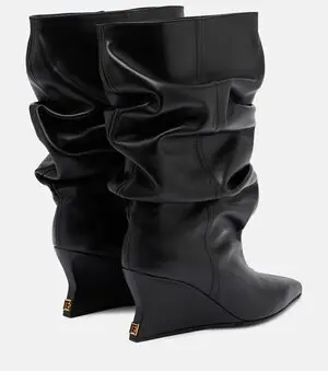 Balmain Leather Wedge Boots